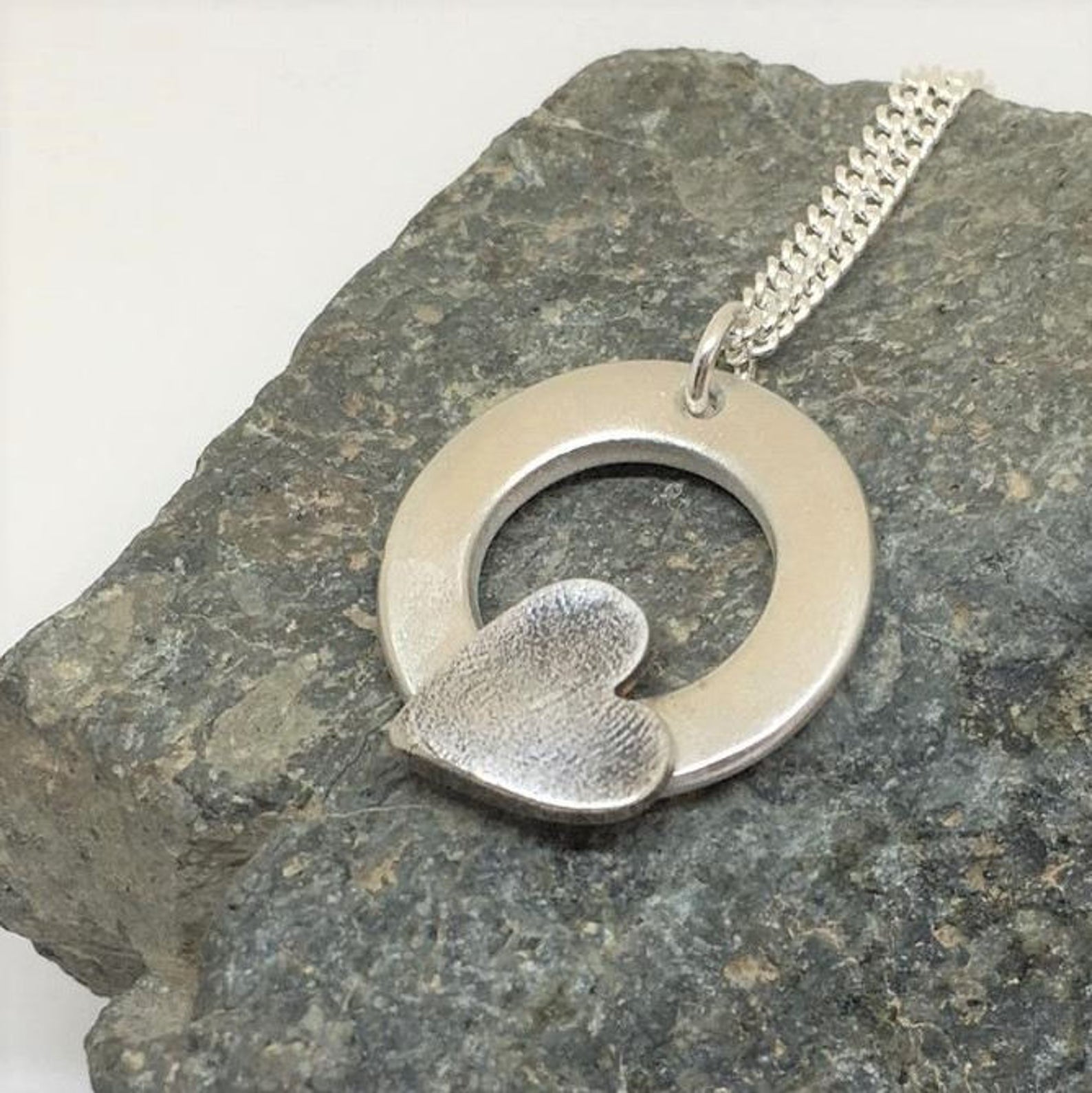 Double Fingerprint Necklace in Silver, Bespoke Personalised Gift for ...