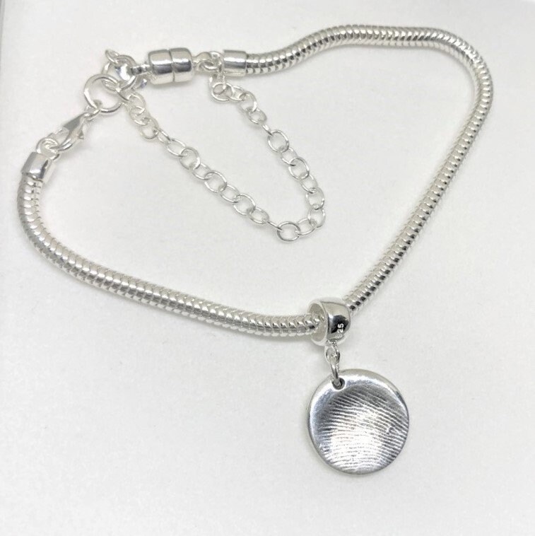 Sterling Silver Fingerprint Charm Bracelet Set - Etsy