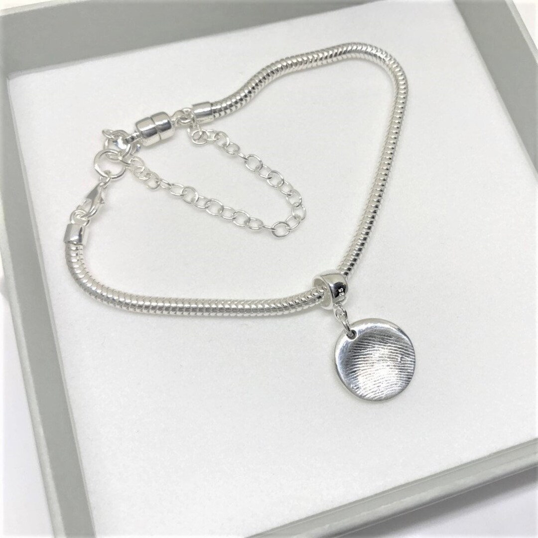 Sterling Silver Fingerprint Charm Bracelet Set - Etsy