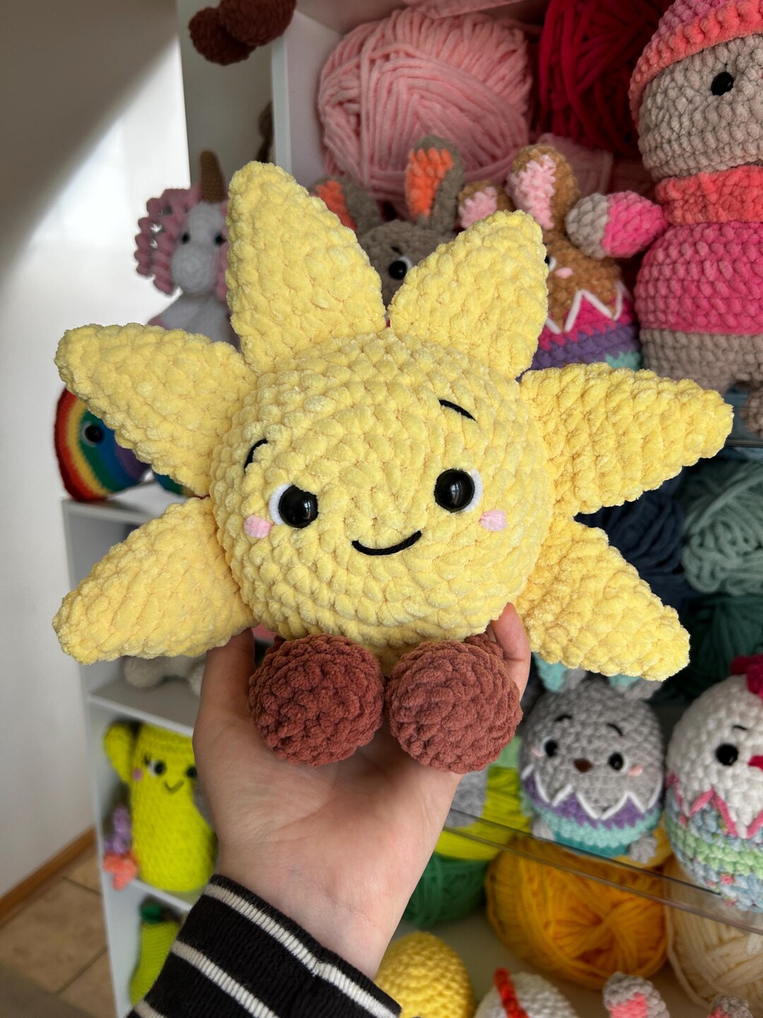 Crochet Sun Amigurumi, Crochet Sun Doll, Cute Sun Plushie, Yellow Sun ...