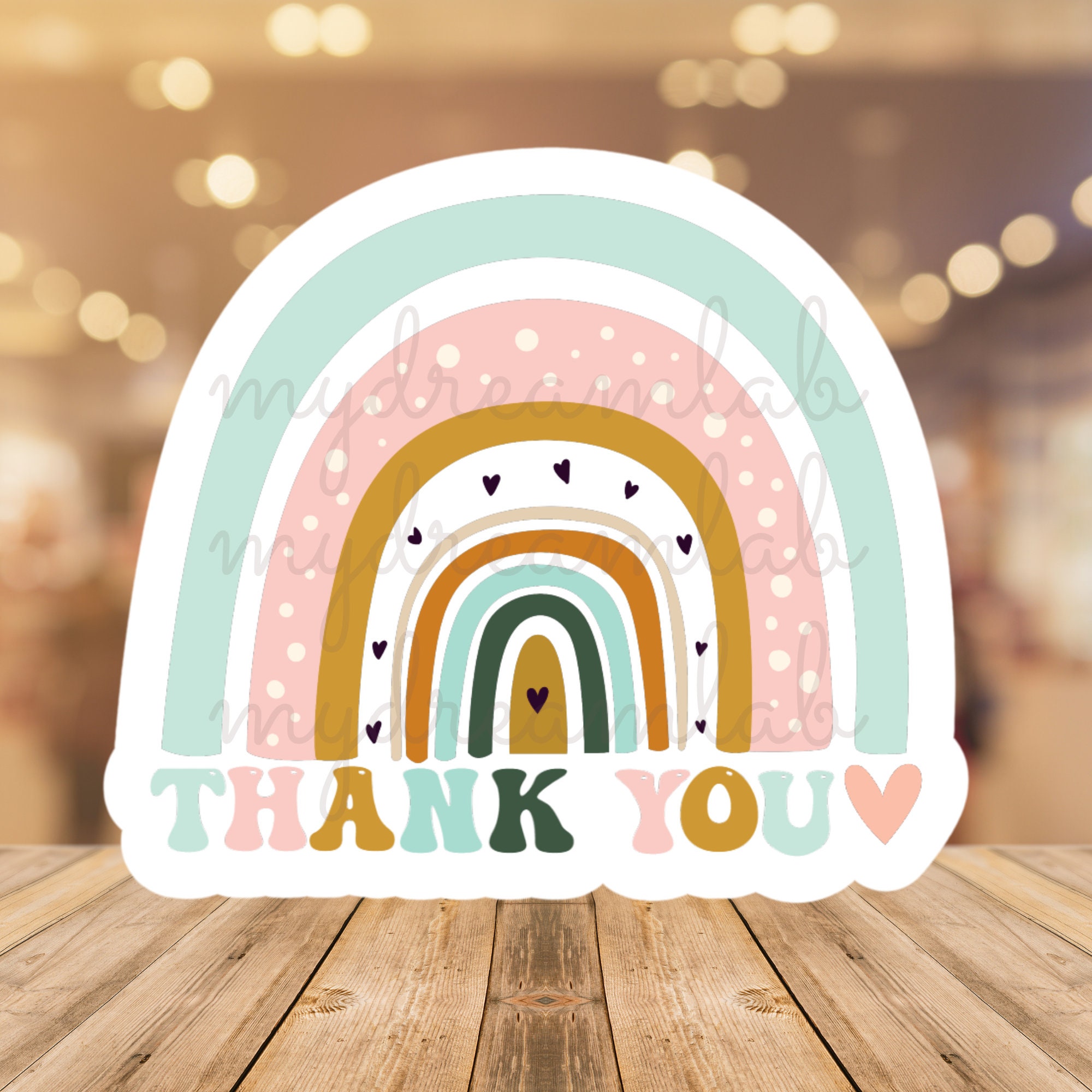 Rainbow Thank You Thank You Sticker Png Boho Rainbow Etsy