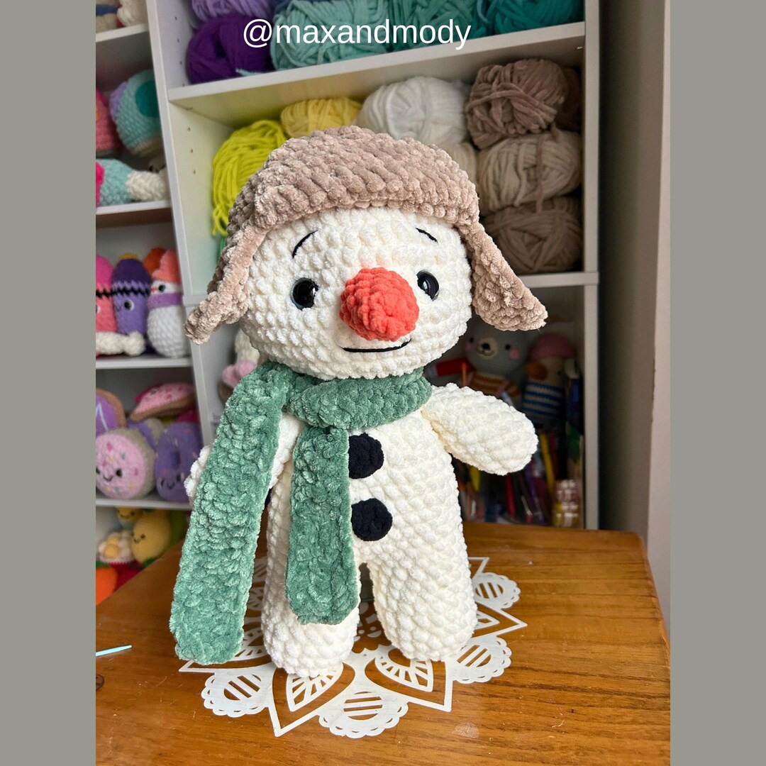 Snowman Crochet Plushie, Snowman Crochet Amigurumi, Cute Snowman Doll ...