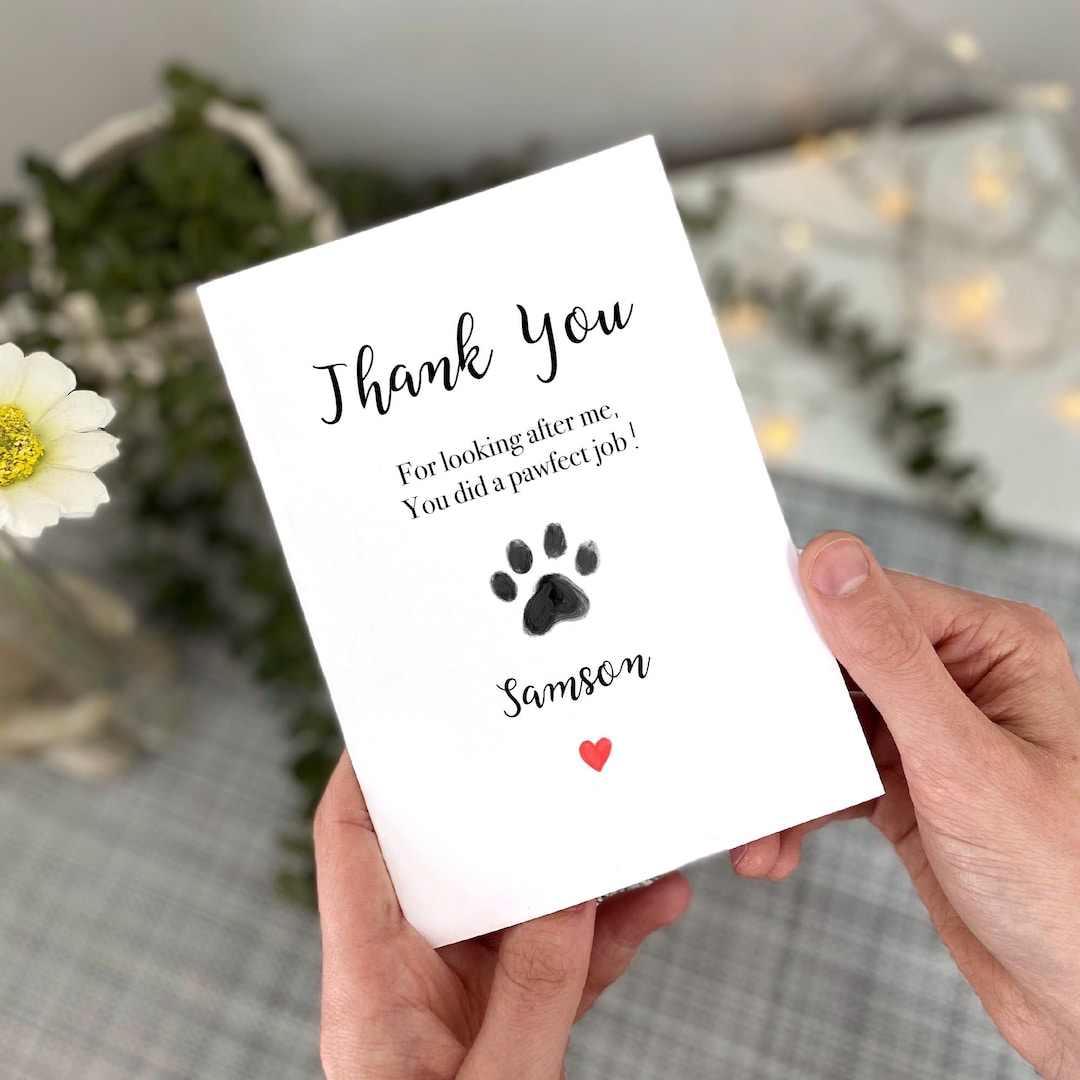 Dog Sitter Card, Thank You Card From Dog, Thank You Pet Sitter, Thank ...