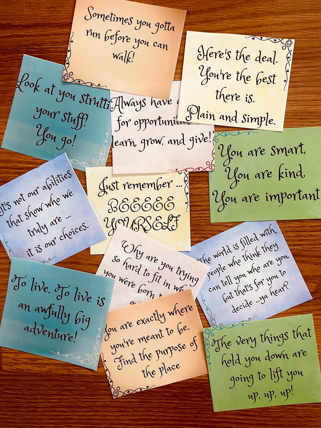 Encouragement Cards, Printable Gift Note, Car Tag Pastel Whimsy Design ...