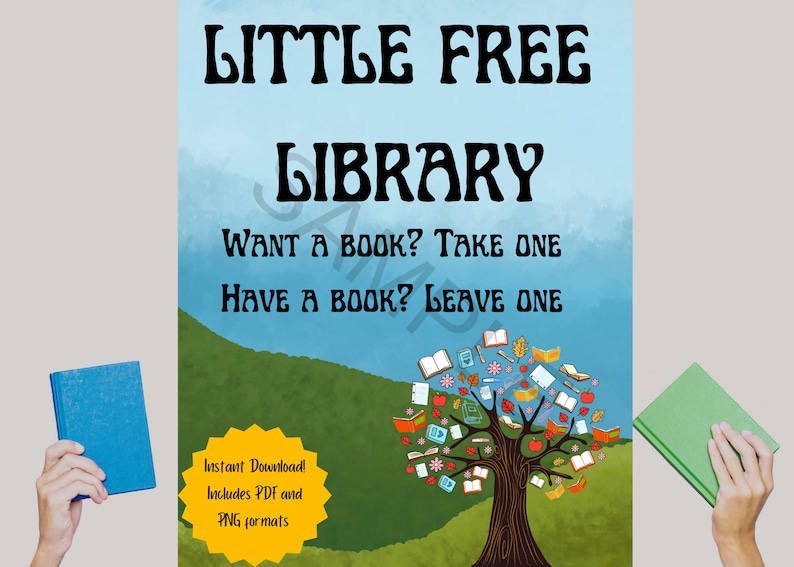 Little Free Library Printable Sign, Cute Outdoors - Etsy