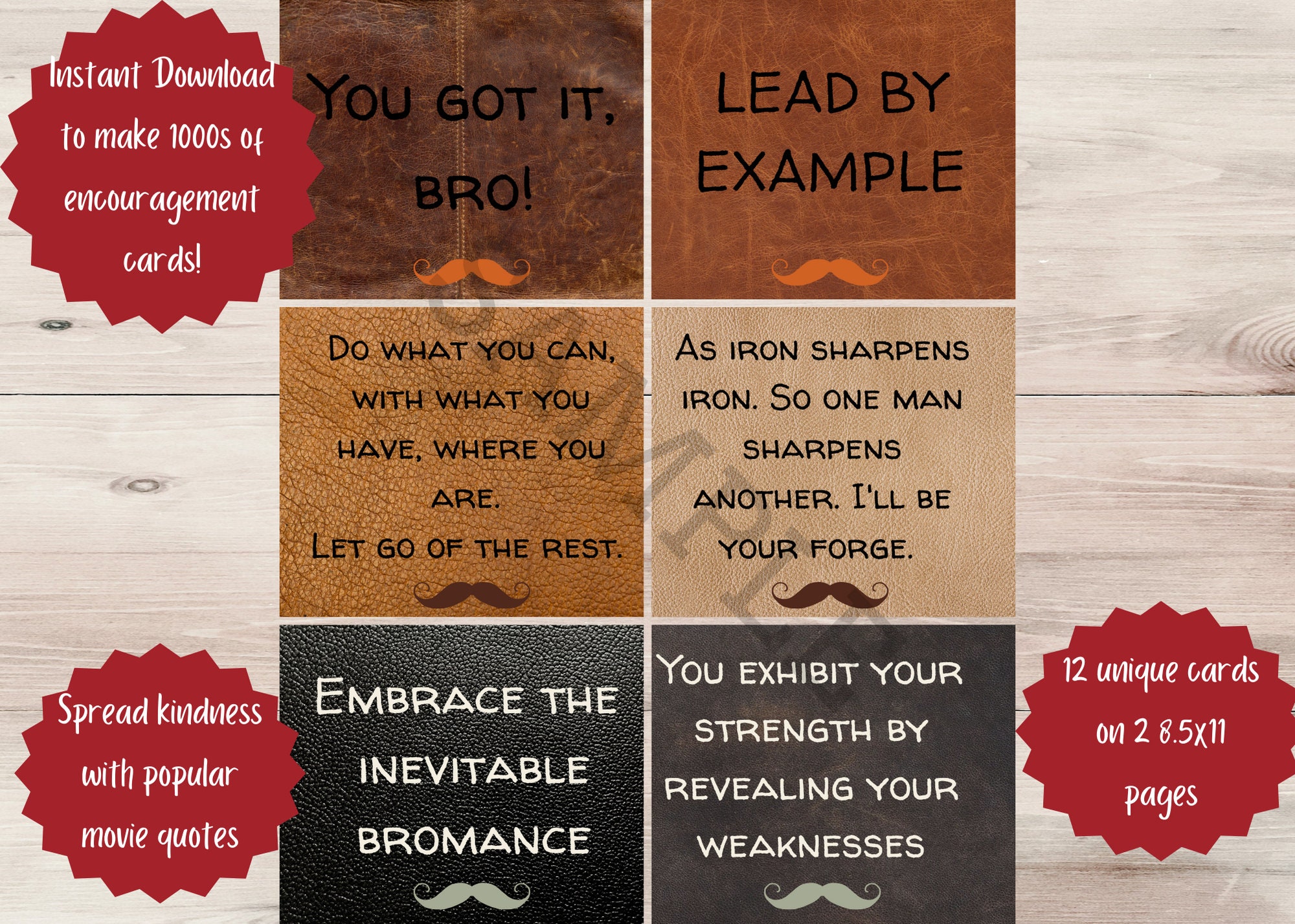 Encouragement Cards, Printable Gift Note, Car Tag Gentile Mustache ...