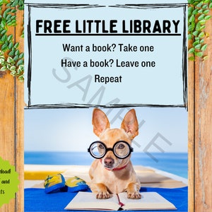 Little Free Library Printable Sign, Reading Dog - Etsy