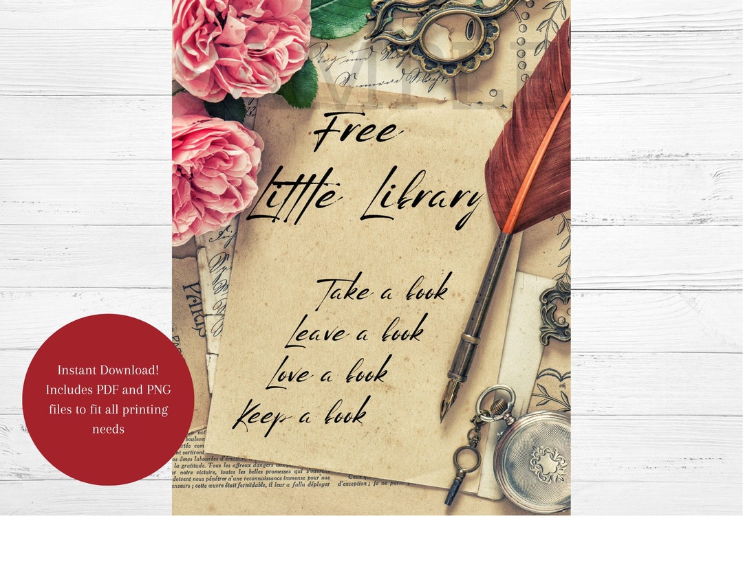 Little Free Library Printable Sign, Victorian Letter - Etsy