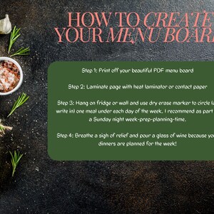 Dinner Meal Planning Menu Board - Etsy