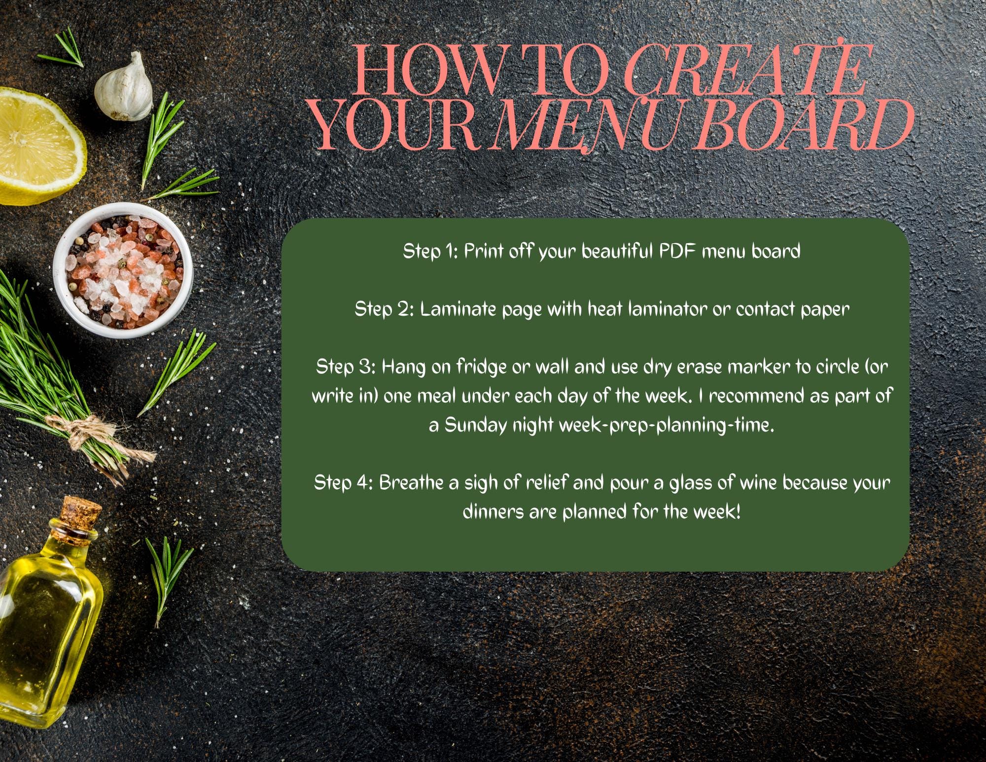 Dinner Meal Planning Menu Board - Etsy