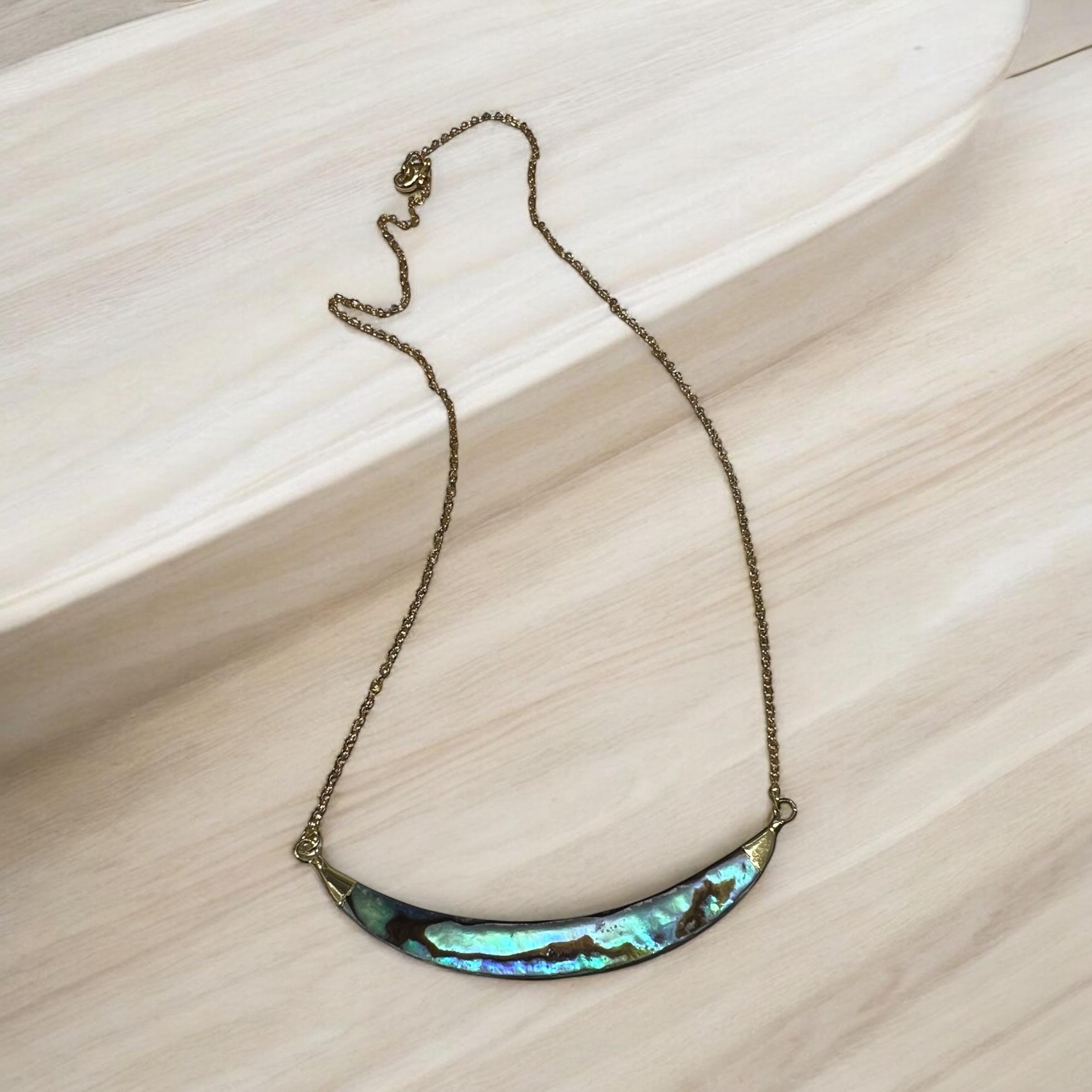 Abalone Necklace Abalone Crescent Necklace Abalone Jewelry Gold Abalone ...