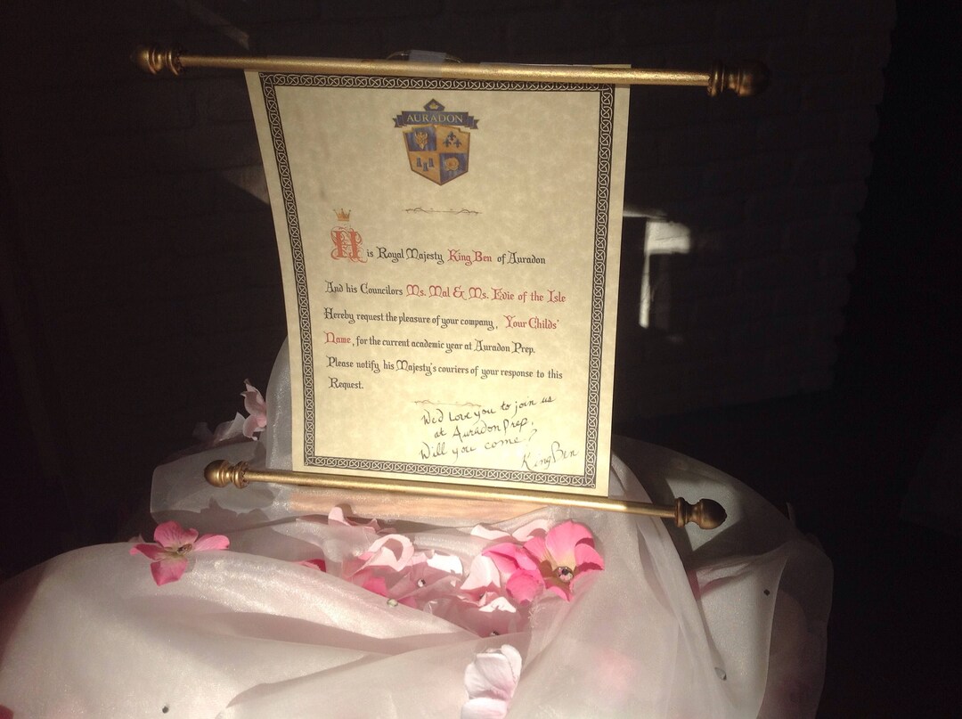 Auradon Prep Acceptance Letter, Personalized Scroll, Descendants 2 - Etsy
