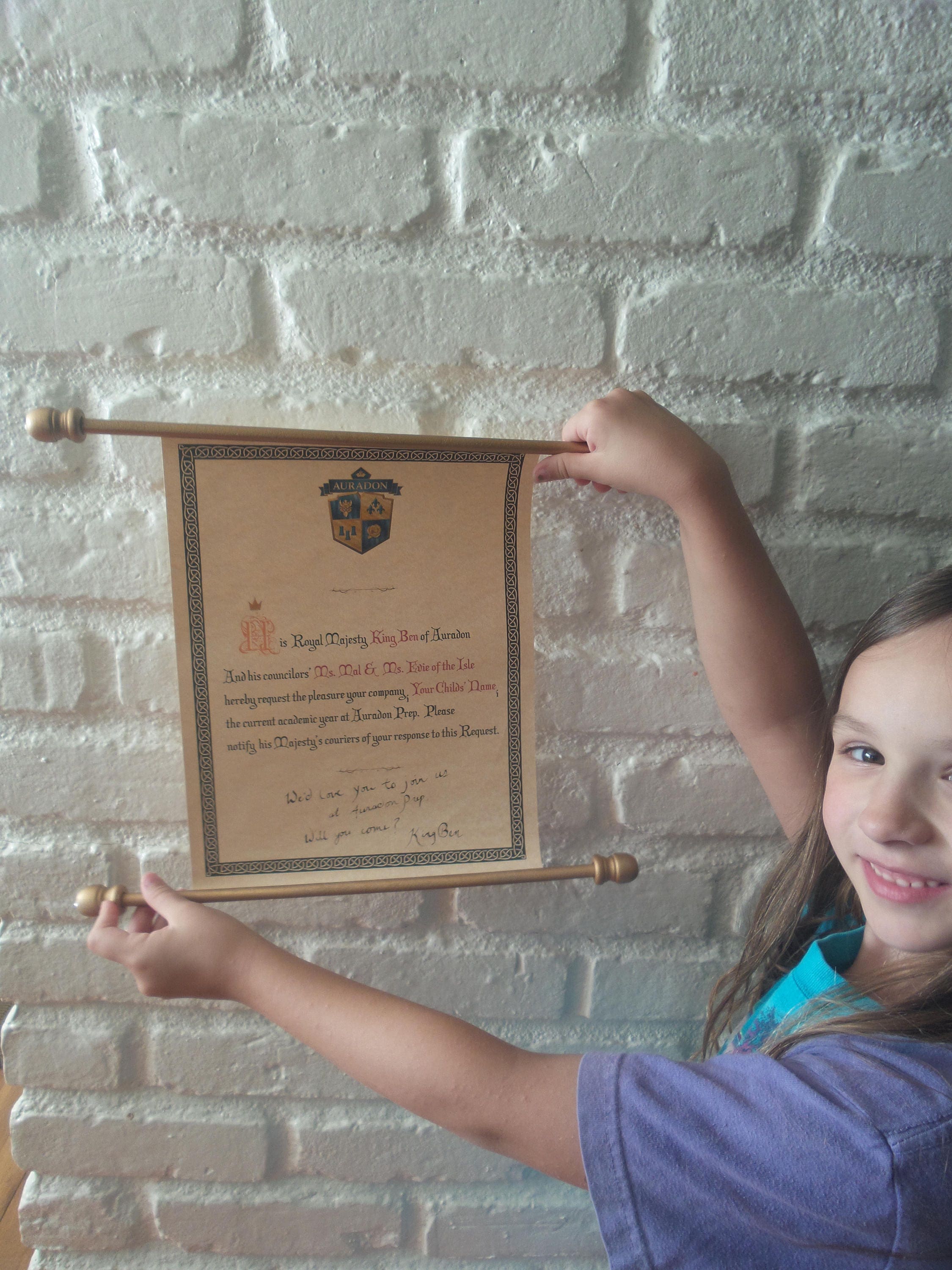 Auradon Prep Acceptance Letter, Personalized Scroll, Descendants 2 - Etsy