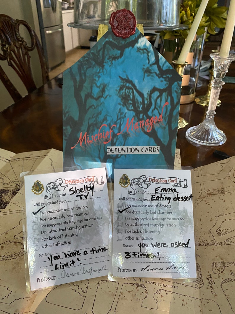 Magic School Detention Cards | Etsy