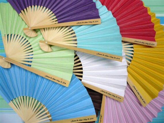 Personalized Colored Paper 9 Folding Hand Fans - Etsy
