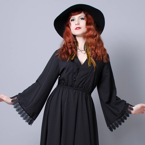 Black Gothic Gown Goth Dress Witch Dress Halloween Dress | Etsy