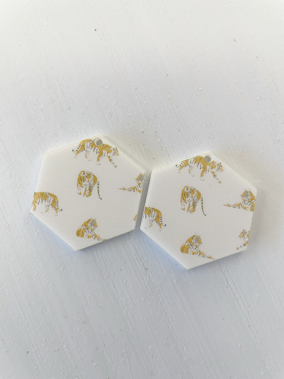 Tiger Hexagon Earring BLANKS, Tiger Acrylic Earrings, Earring Blanks ...