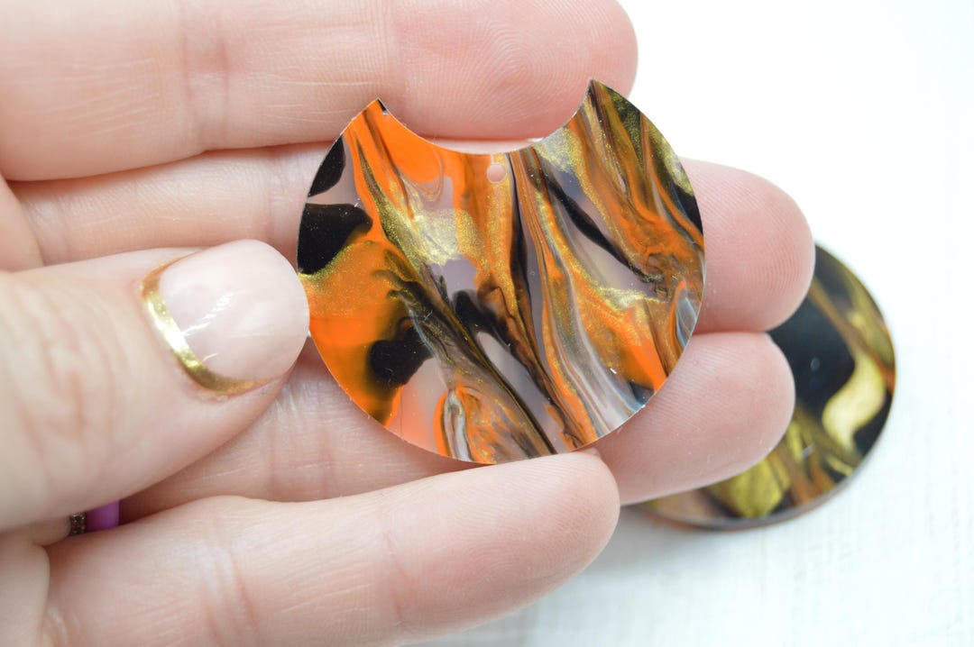 Paint Pour Halloween Notch Circle Earring Blanks, Halloween Earring ...