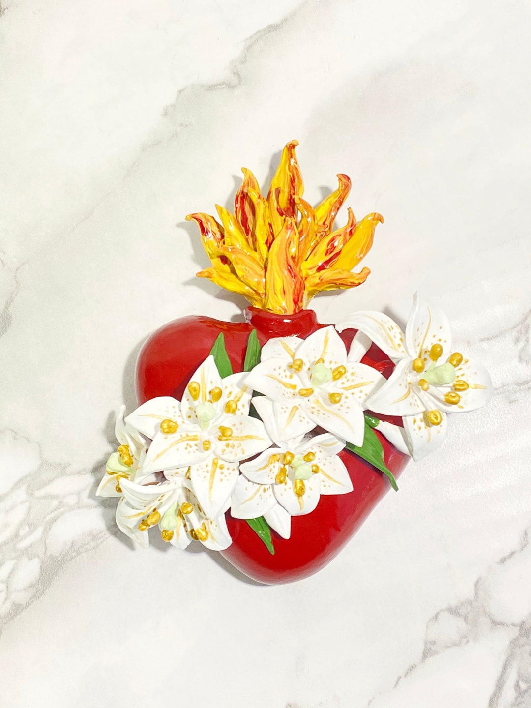 Saint Joseph Heart Clay Sculpture - Father’s Day Gift- Confirmation ...