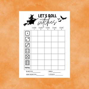 Let's Roll Witches Halloween Bunco Scorecard, PDF, JPG, PNG, Digital ...