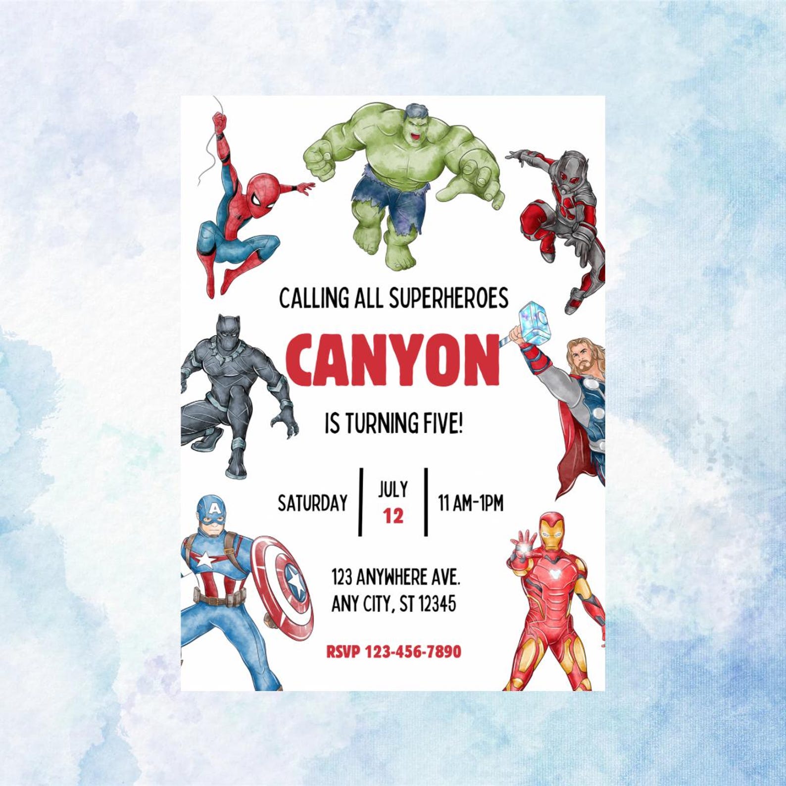 Avengers Birthday Party Invite, Editable, Downloadable - Etsy