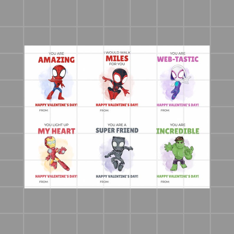 Spidey Valentine's Day Printable Cards PDF, Digital Download - Etsy
