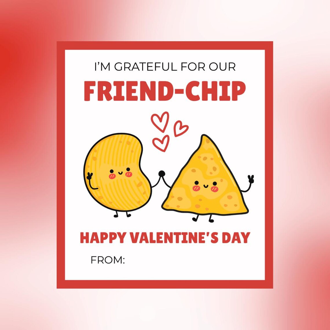 Friend-chip Valentine's Day Printable Cards PDF, Digital Download - Etsy
