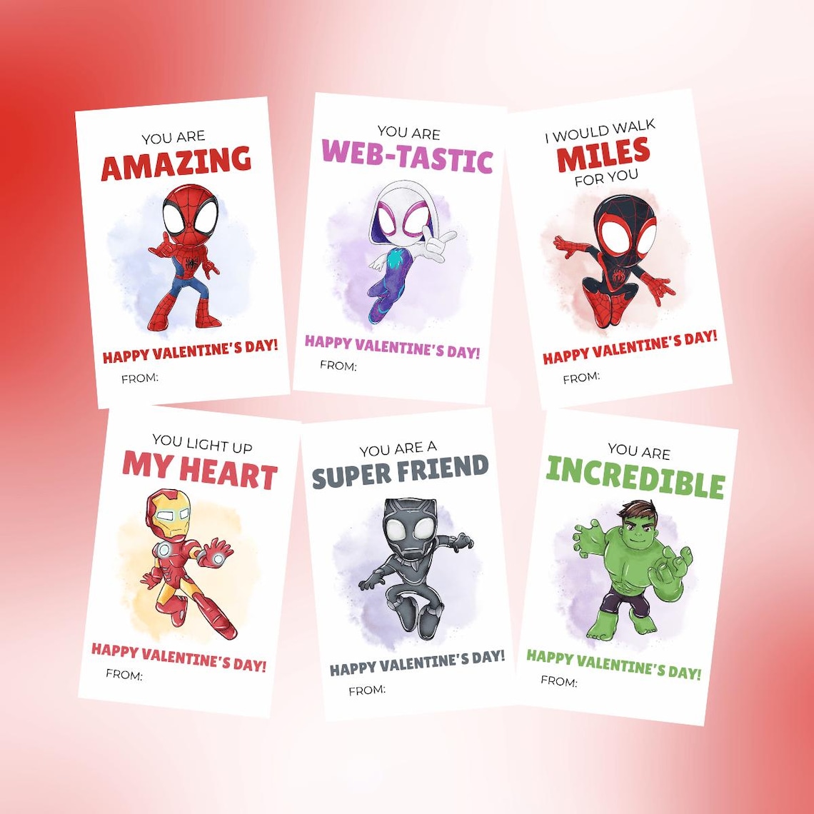 Spidey Valentine's Day Printable Cards PDF, Digital Download - Etsy