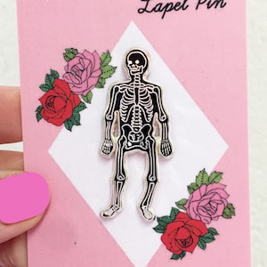 Skeleton Lapel Pin, Skull Pin, Bones Anatomical Black and Gold Pin ...