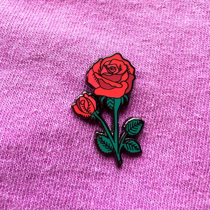 Rose Enamel Pin - Etsy