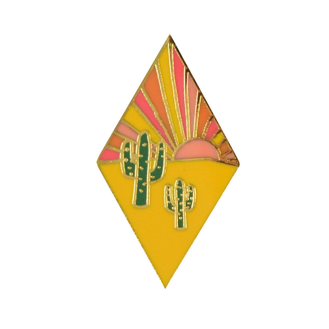 Texas Desert Scene Enamel Pin, Diamond Shaped Mini Sunset Lapel Pin ...
