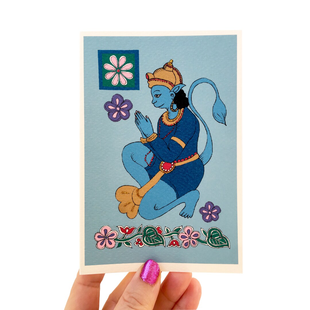 Lord Hanuman Hindu Deity Card, Hindu God Card, Indian Greeting Card ...