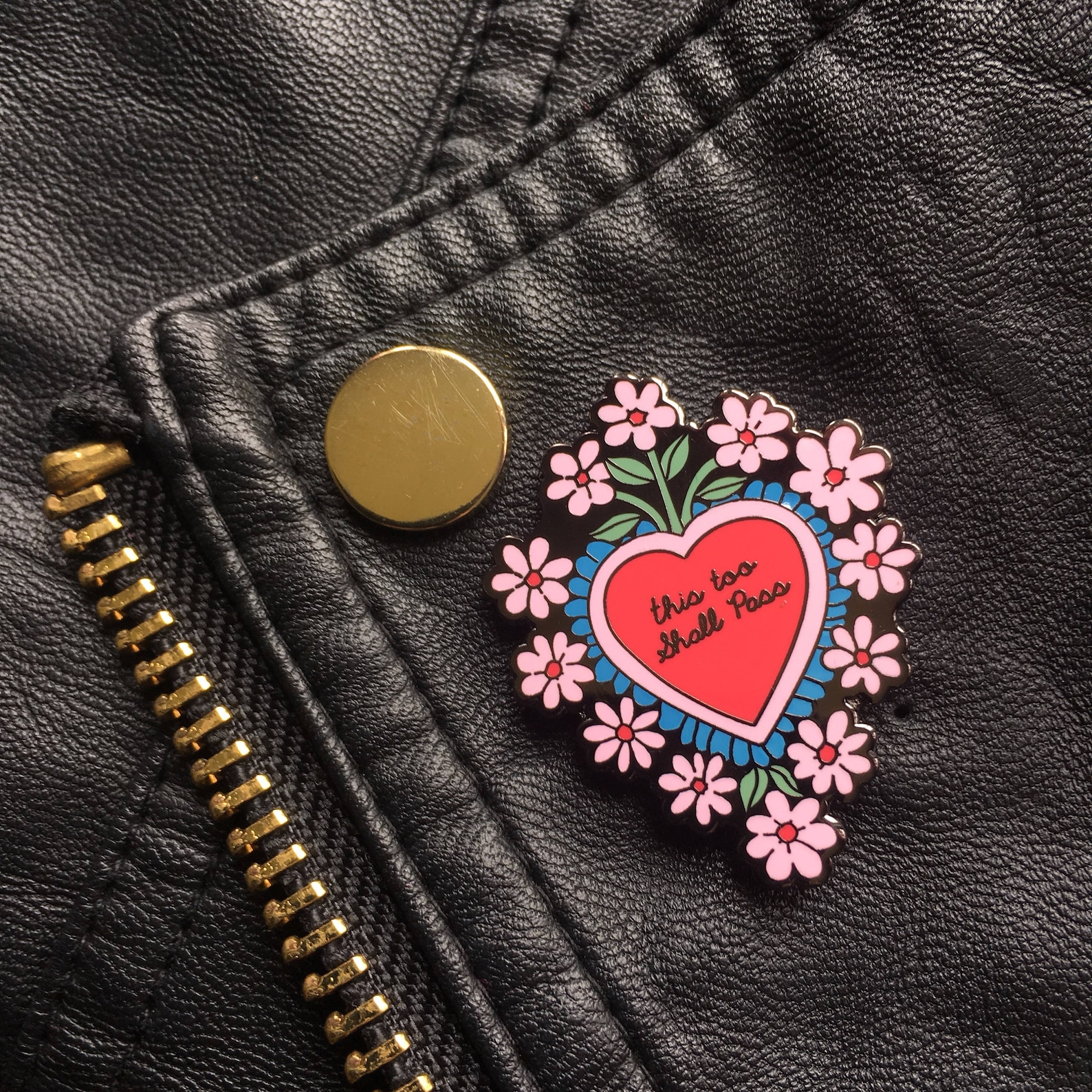 Mexican Milagros Lapel Pin, This Too Shall Pass, Mexican Floral Heart ...