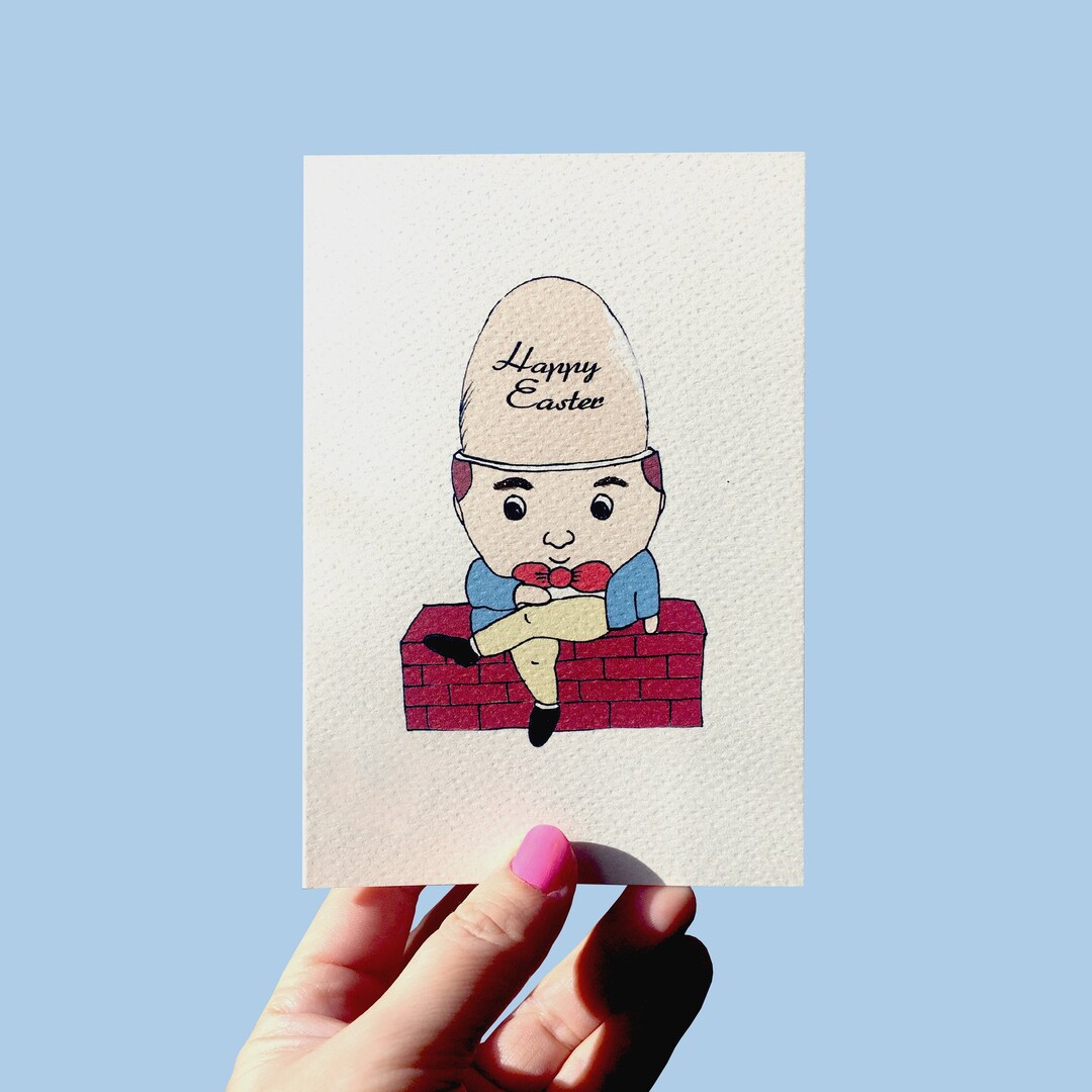Humpty Dumpty Egg Cup Happy Easter Card, Fun Glitter Embellished Easter ...