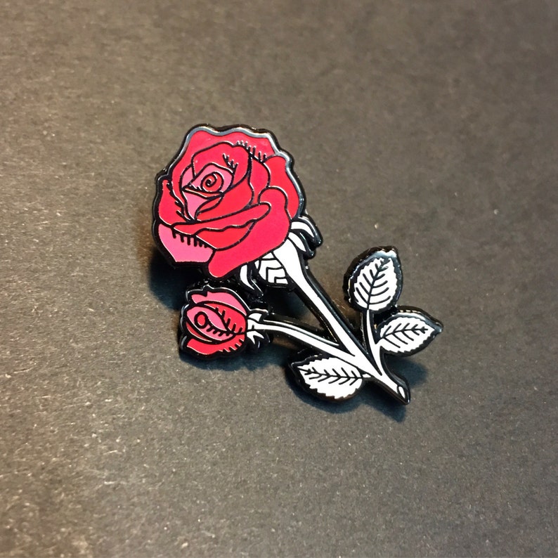 Rose Lapel Pin Flower Lapel Pin Red Rose Enamel Pin Etsy