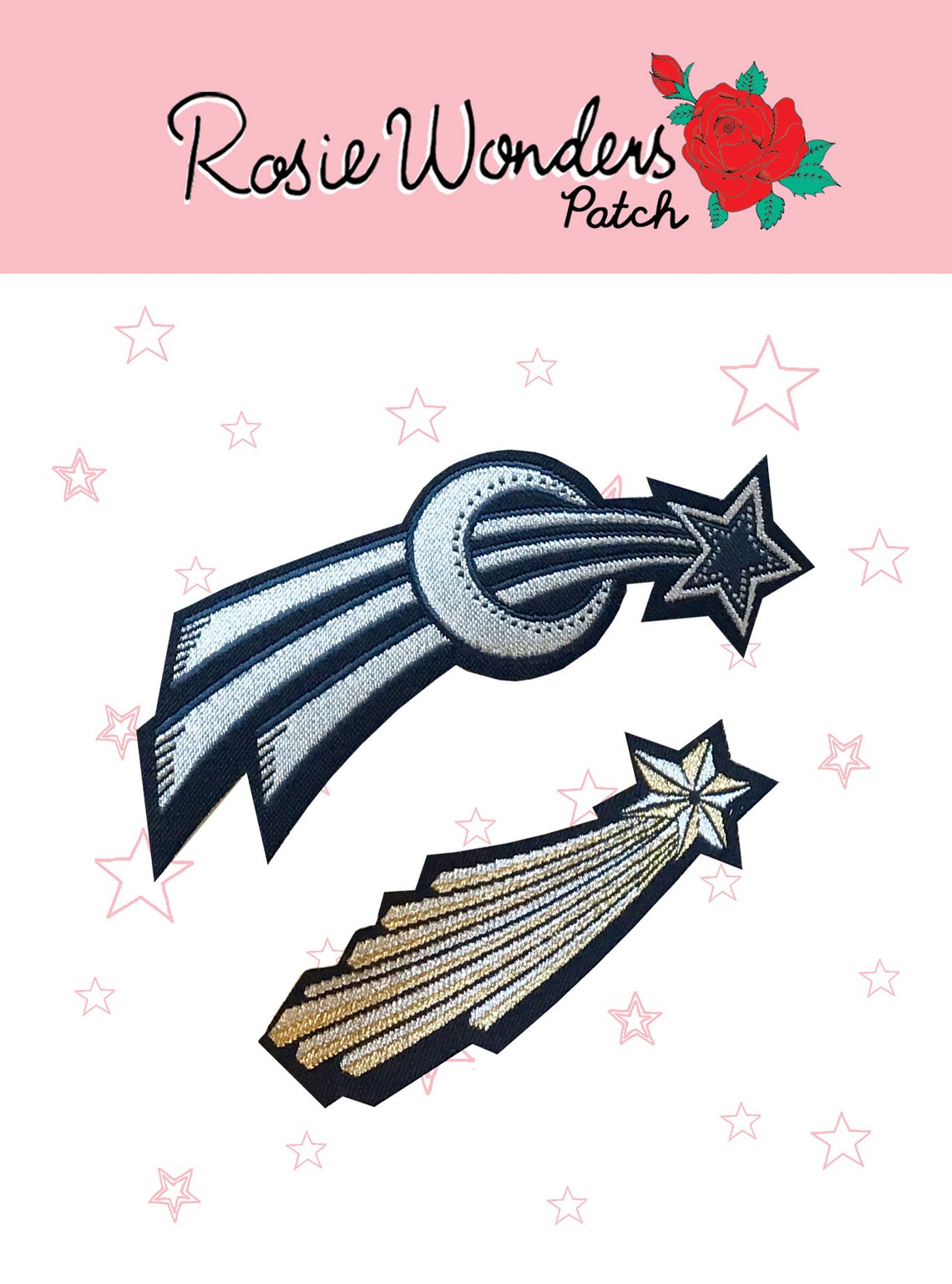 Shooting Stars Iron Patch, Star Shaped Patches, 2 Pack Celestial Star ...