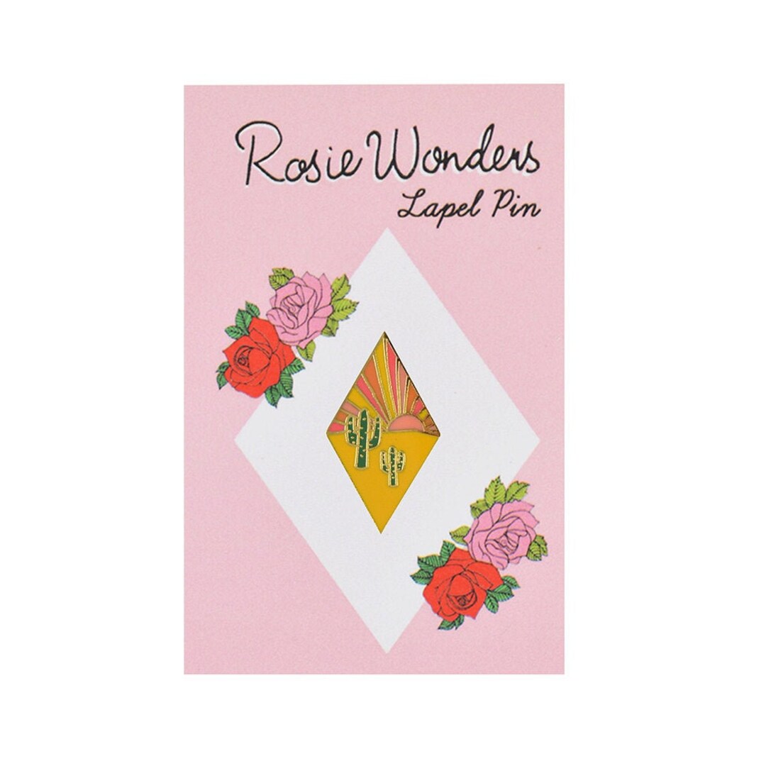Texas Desert Scene Enamel Pin, Diamond Shaped Mini Sunset Lapel Pin ...
