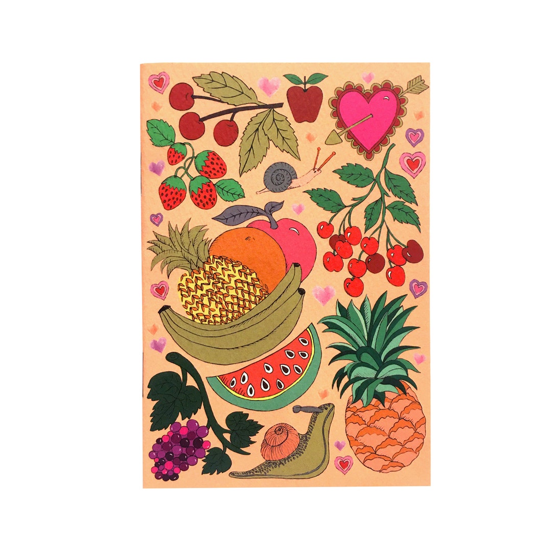 Fruit Theme A6 Pocket Sized Notebook Handbag Sized, Cherries Snail and ...