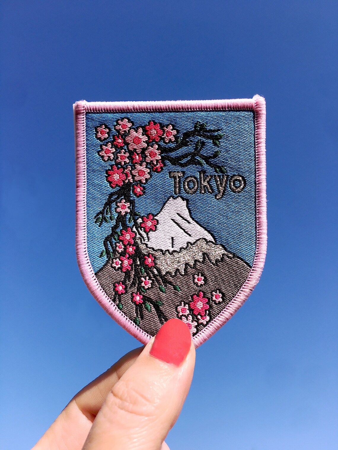 Tokyo Japan Pretty Cherry Blossom Iron on Travel Patch, Mount Fuji ...