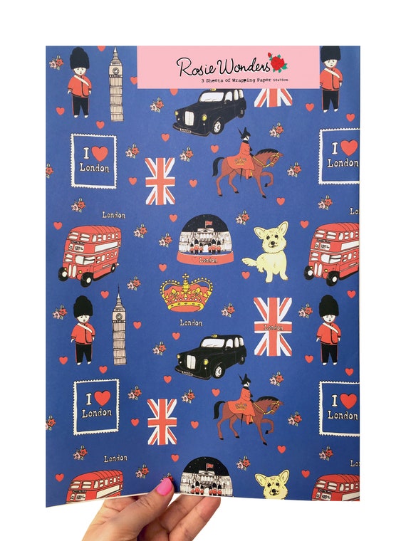 London Theme Wrapping Paper Queen Elizabeth II Gift Wrap Pack - Etsy