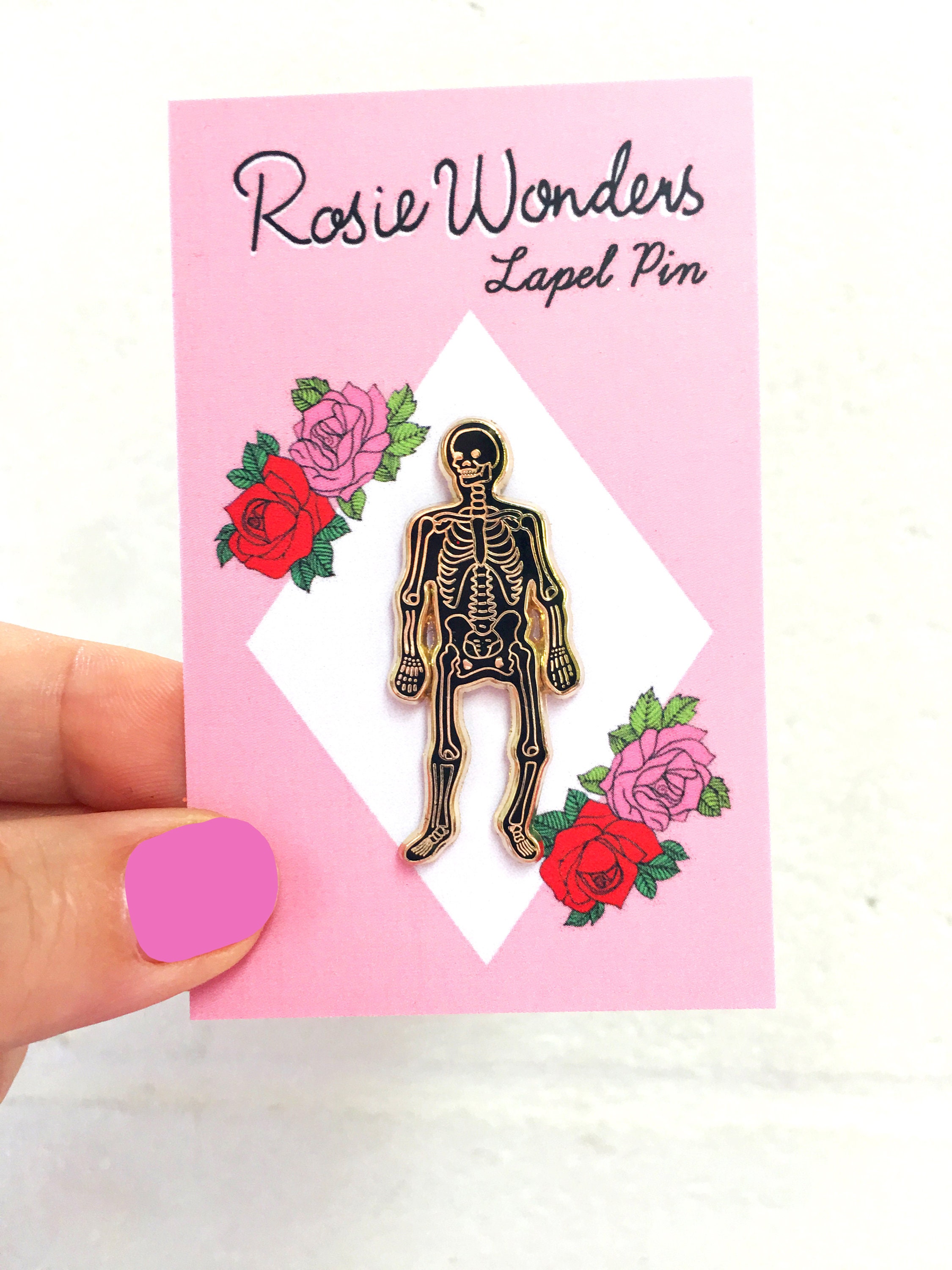 Skeleton Lapel Pin, Skull Pin, Bones Anatomical Black and Gold Pin ...