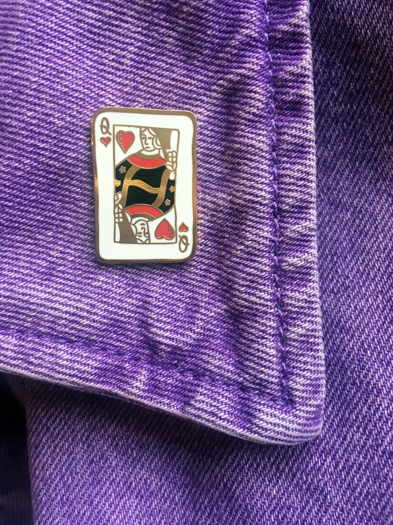 Queen of Hearts Enamel Playing Card Lapel Pin Alice in - Etsy