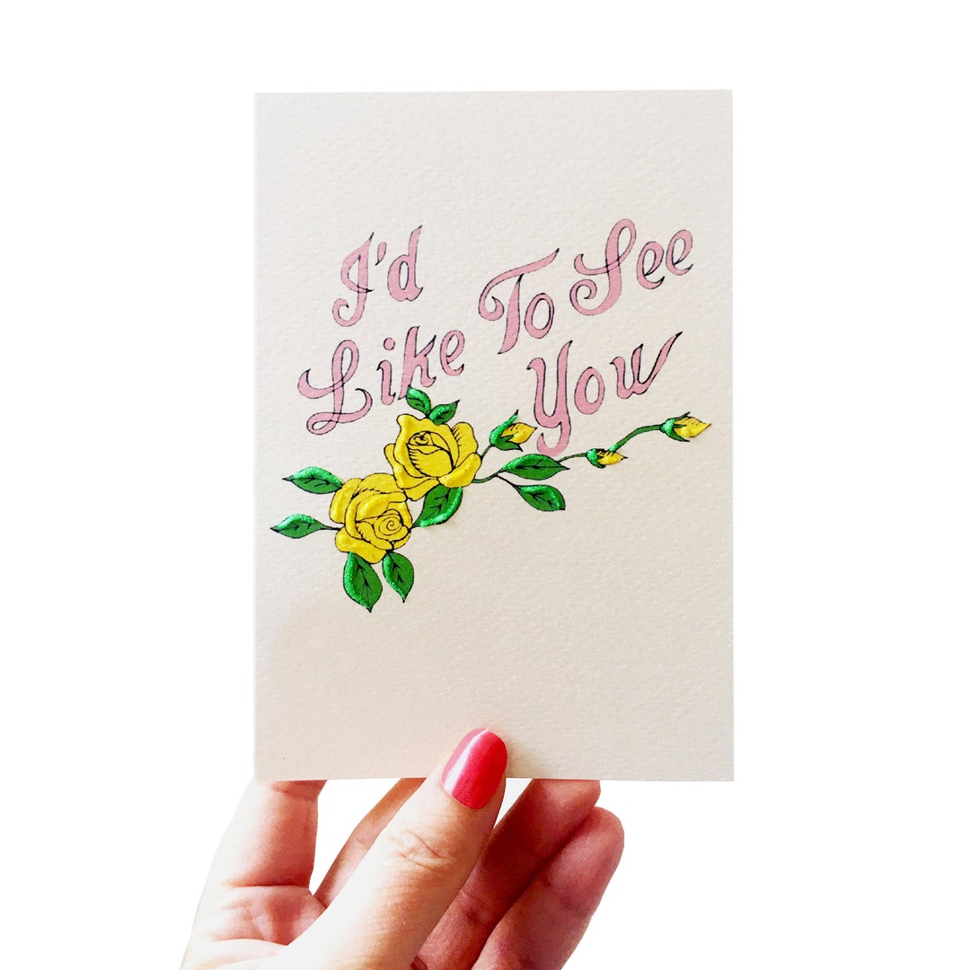 I'd Like to See You Card, Floral Message Card, Missing You Card, Card ...