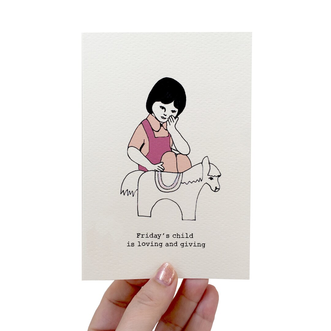 Friday's Child is Loving and Giving Card, New Baby Card, Child's ...