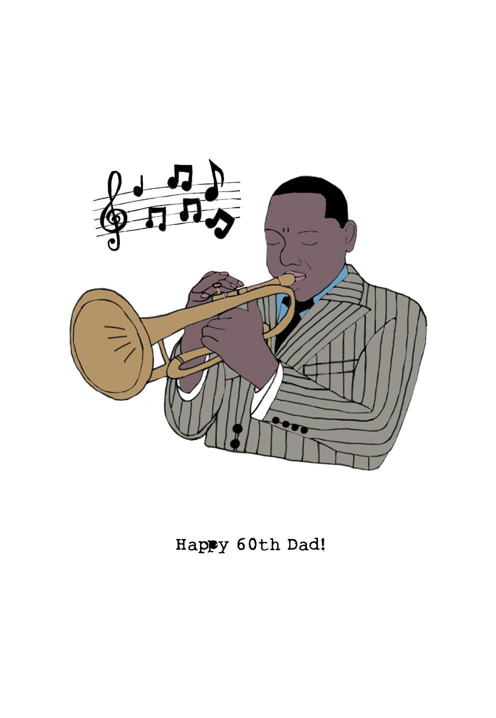 Jazz Musician Happy Birthday Card, Glitter Trumpet Player Card ...