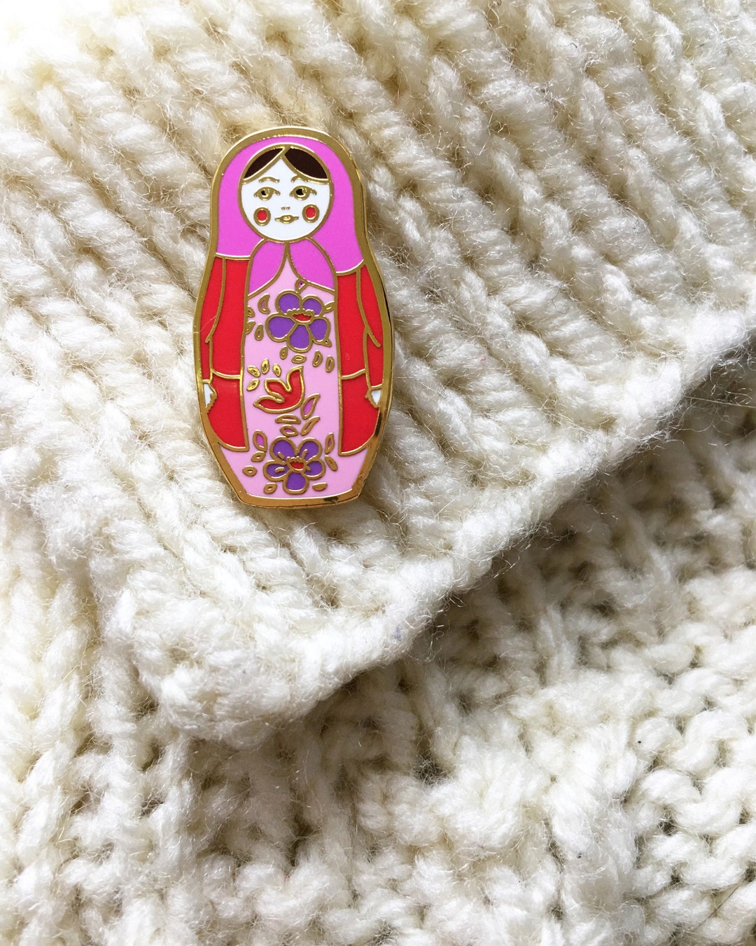 Russian Doll Pin, Nesting Doll Enamel Pin, Matryoshka Enamel Pin ...
