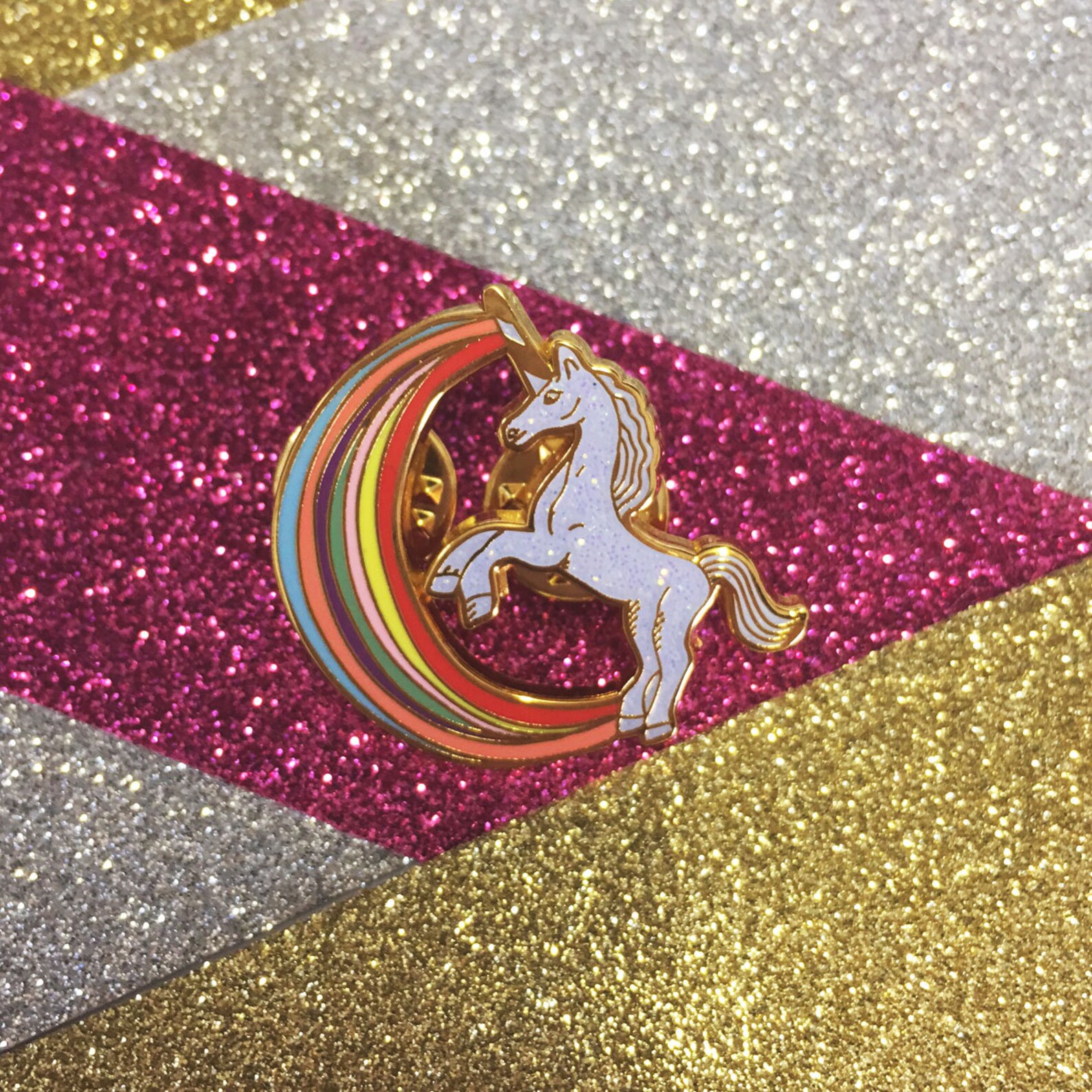 Unicorn Enamel Pin Cute Fantasy Rainbow Unicorn Gold Glitter - Etsy UK