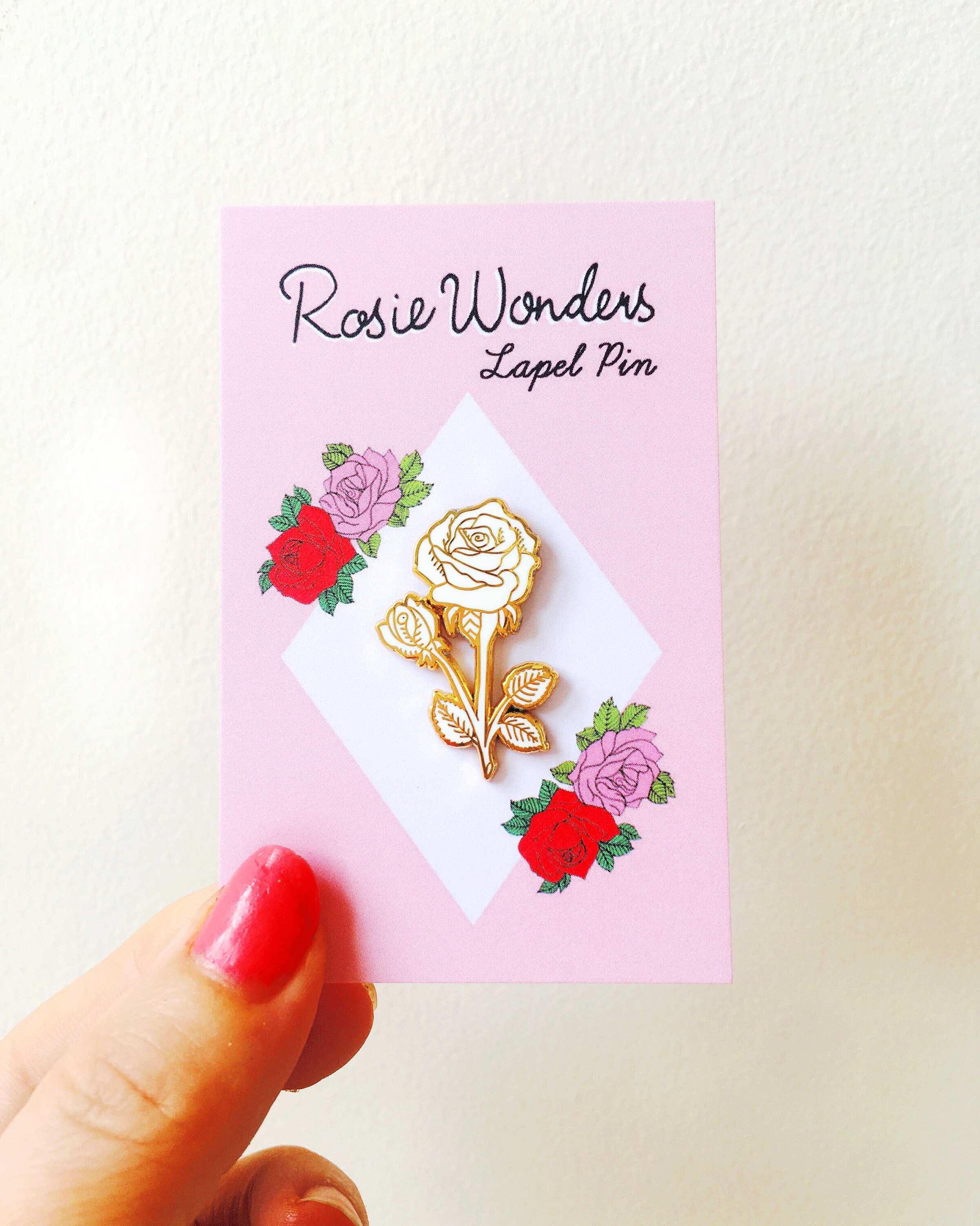 White Rose Gold Enamel Pin Bridesmaid Gifts Yorkshire Rose - Etsy