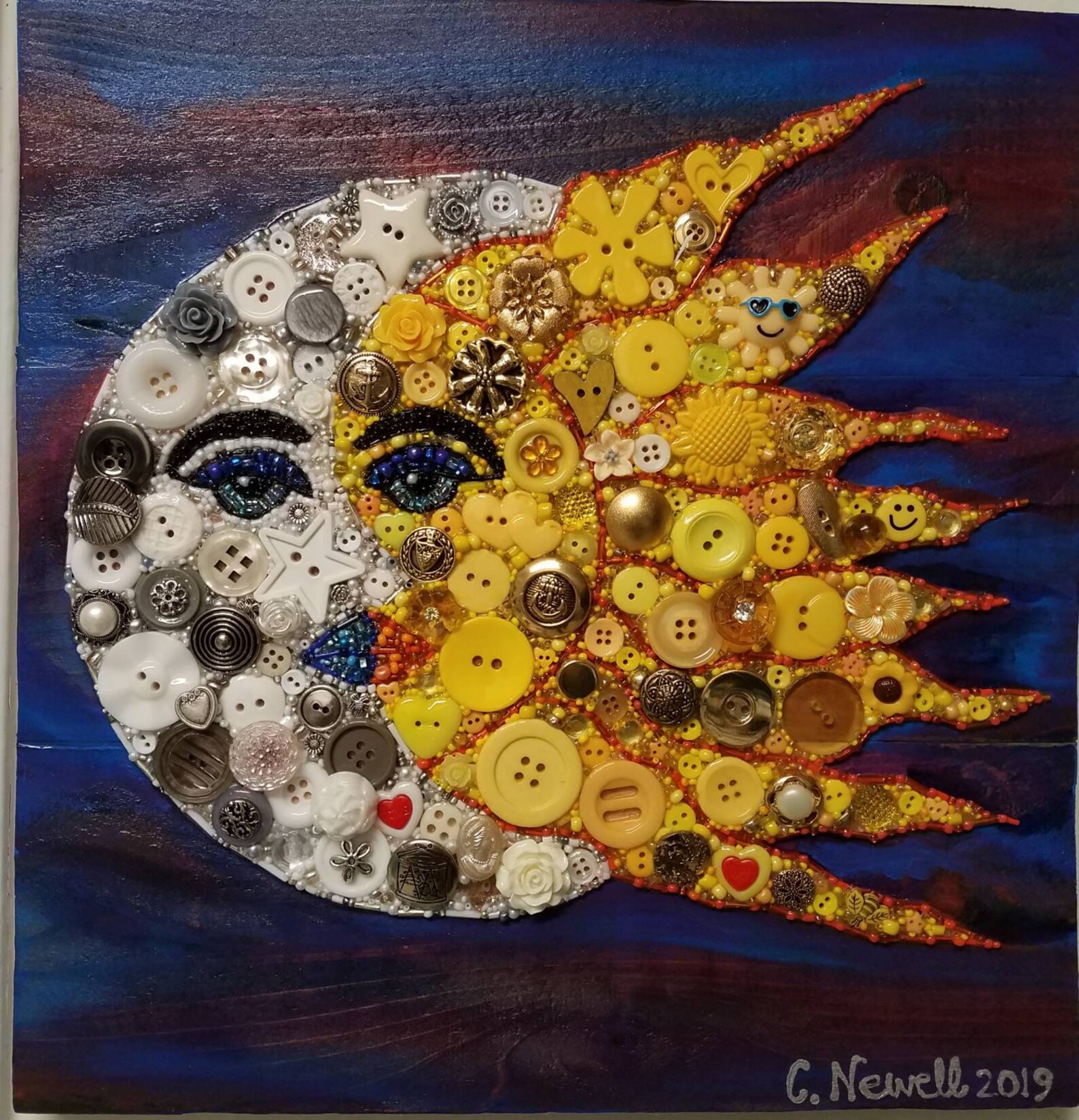 Sun & Moon Button Art Sun Lover Unique Gift Moon Lover | Etsy