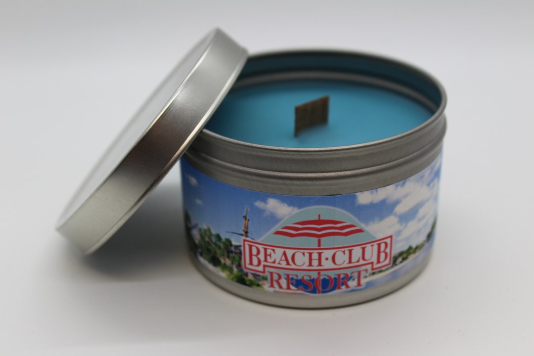 Beach Club Resort | Disney Inspired Scented Candle | 8oz Tin With Wood ...